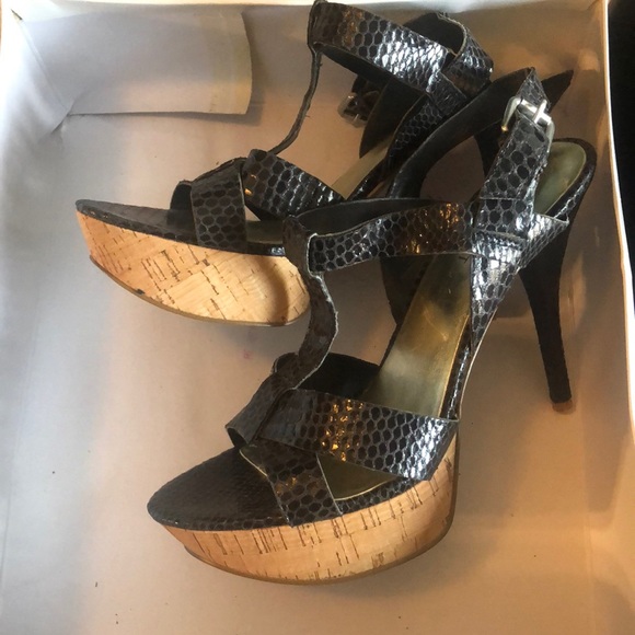Nine West | Shoes | Nine West Black Strappy Sandal Platform Heels ...